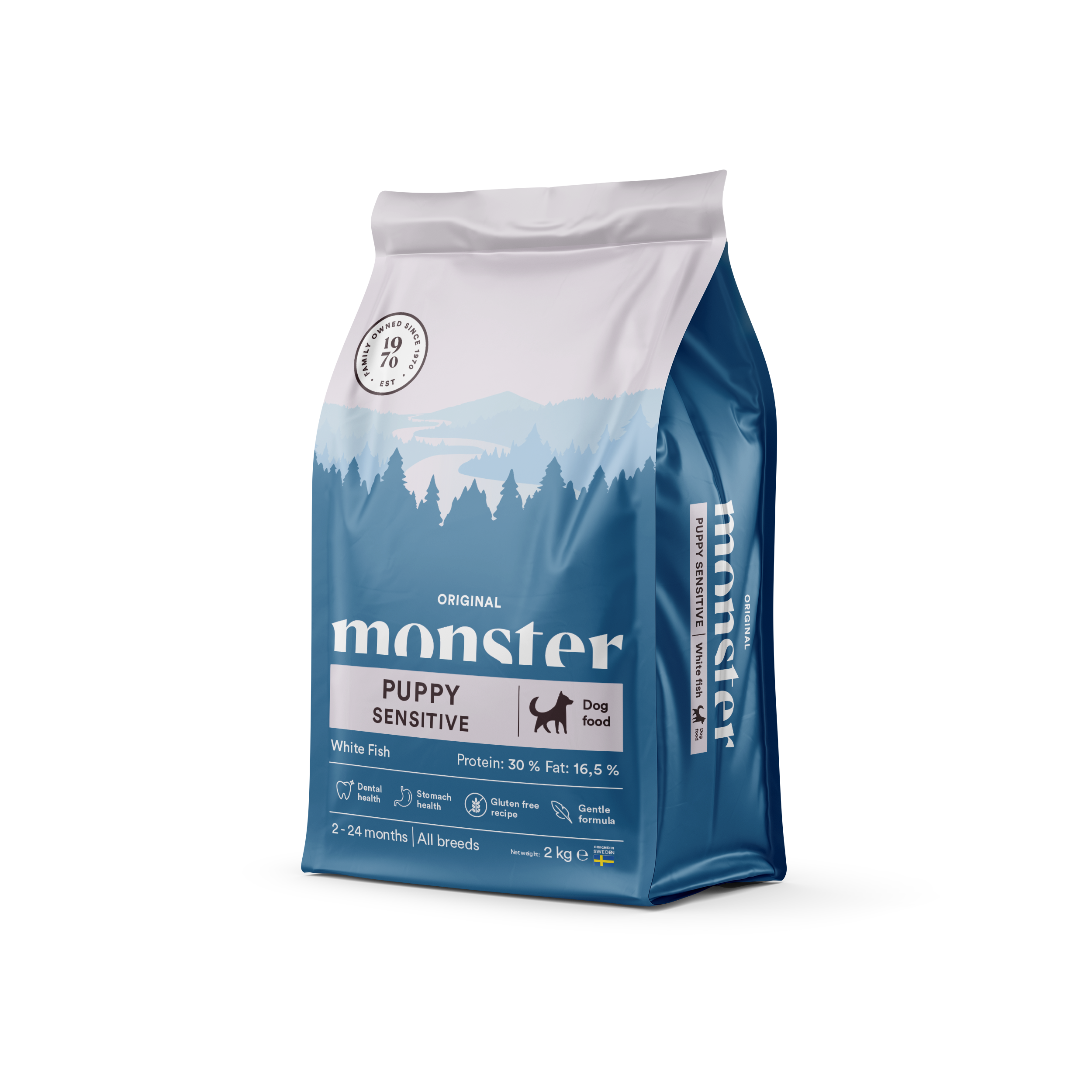 Monster Original Hvalp Sensitive Hvid Fisk - All Breed – GroomUs.dk