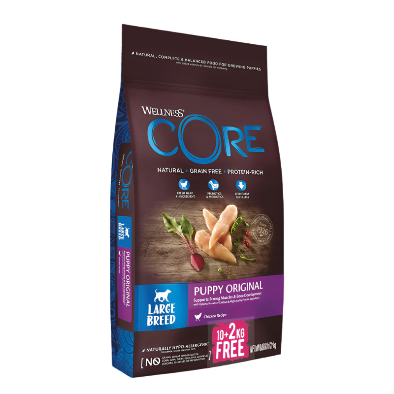 CORE 10+2 kg gratis, puppy original chicken, large breed – GroomUs.dk